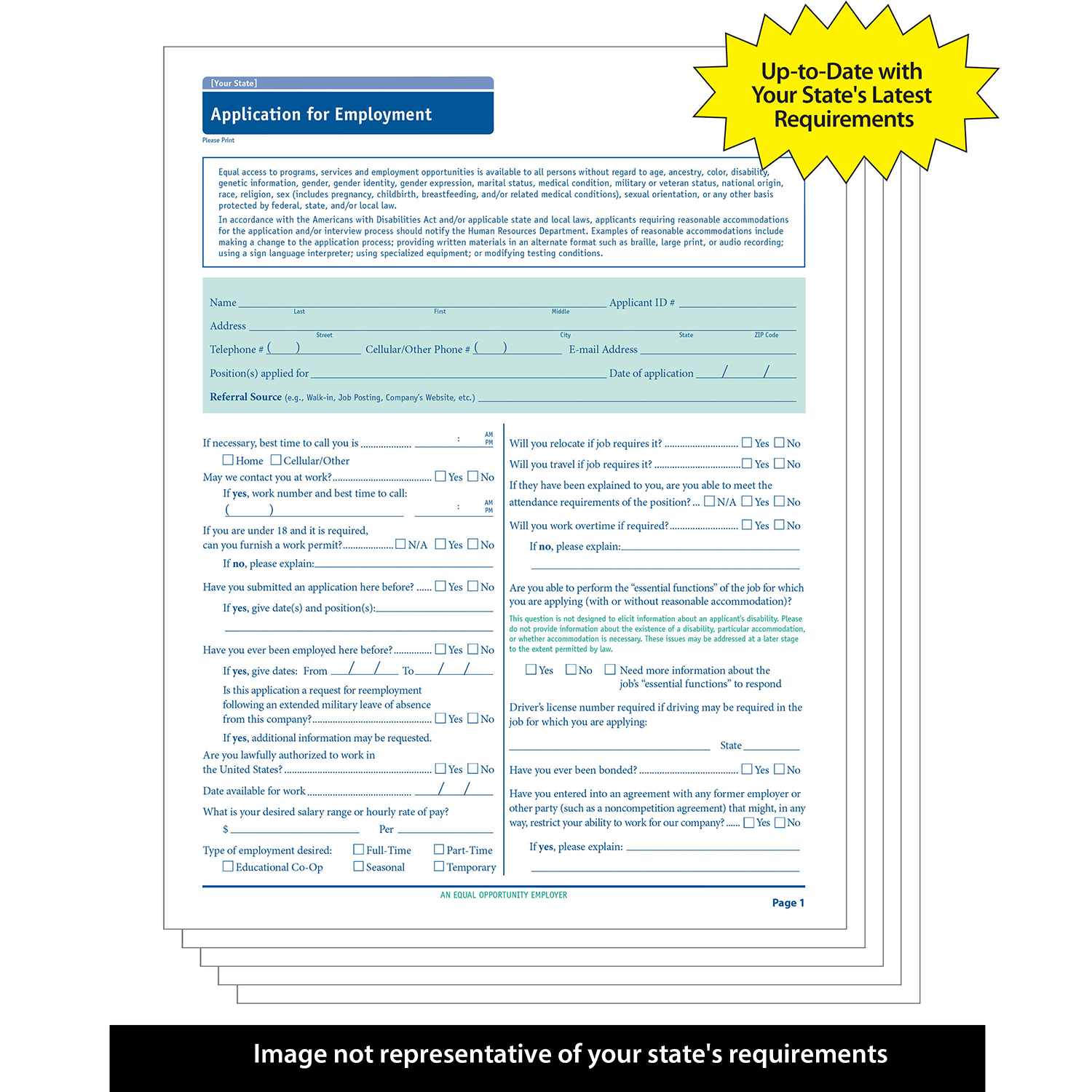 ComplyRightDealer | Job Application (State Specific), Pack of 50